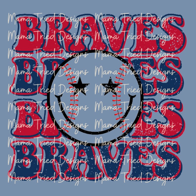 Retro Braves Baseball Smiley PNG File - Etsy