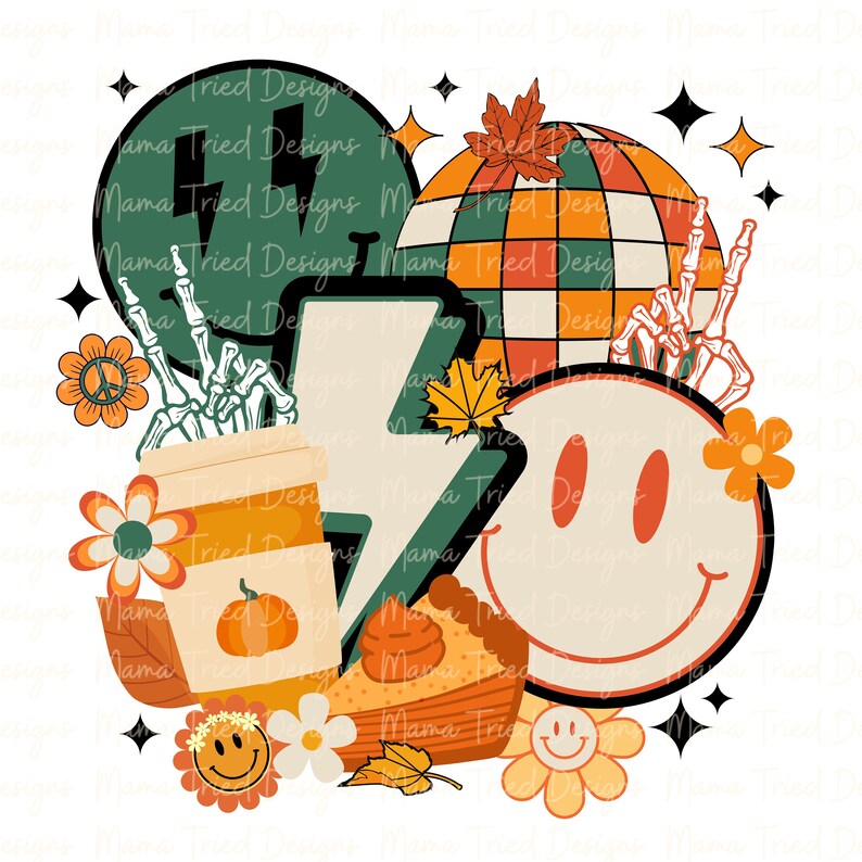 Disco Smiley Lighting Bolt Retro PNG - Etsy