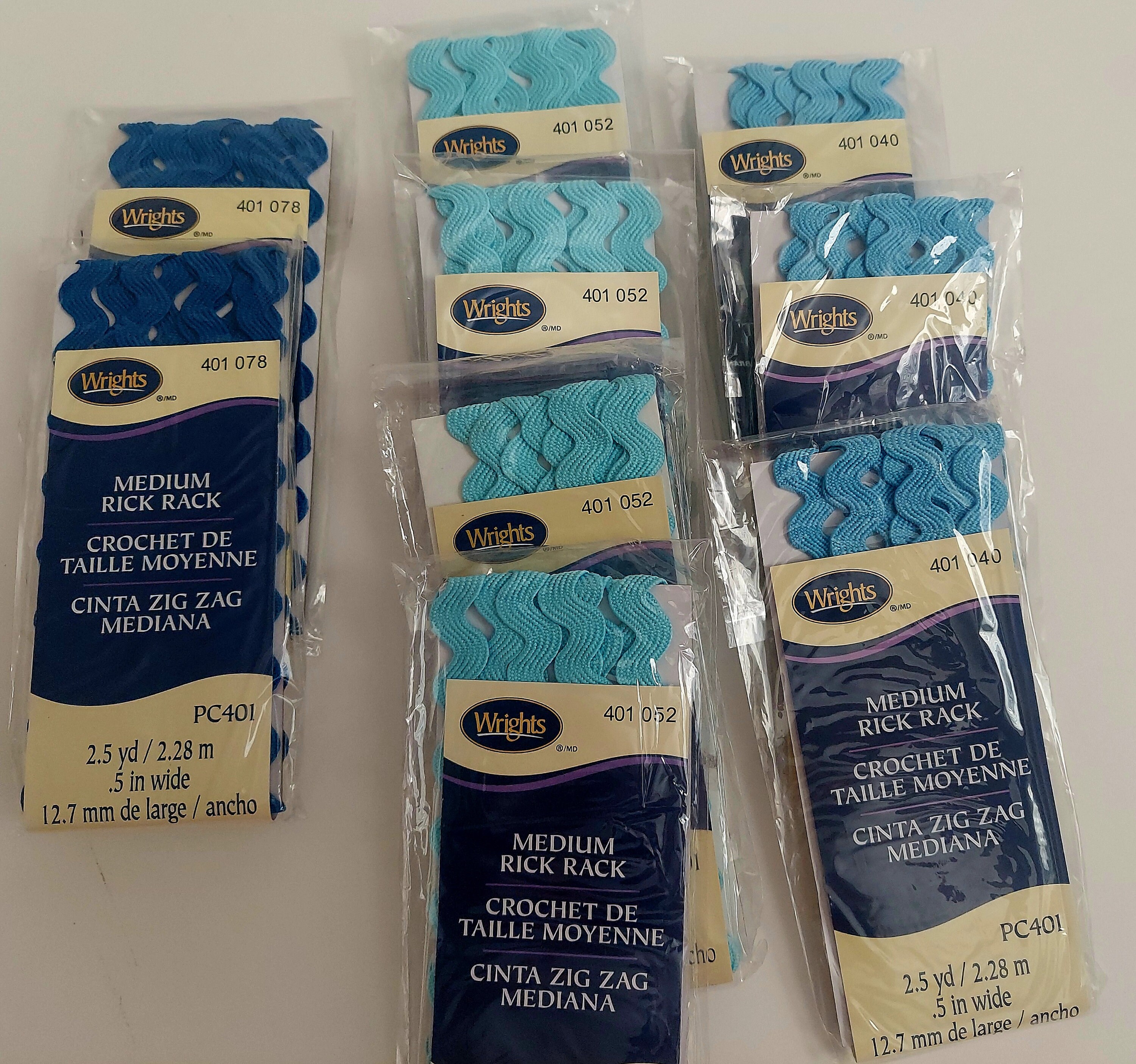 Wrights Medium Rick Rack. Various Colors. 2.5 Yards and 1/2' Wide, 100% ...