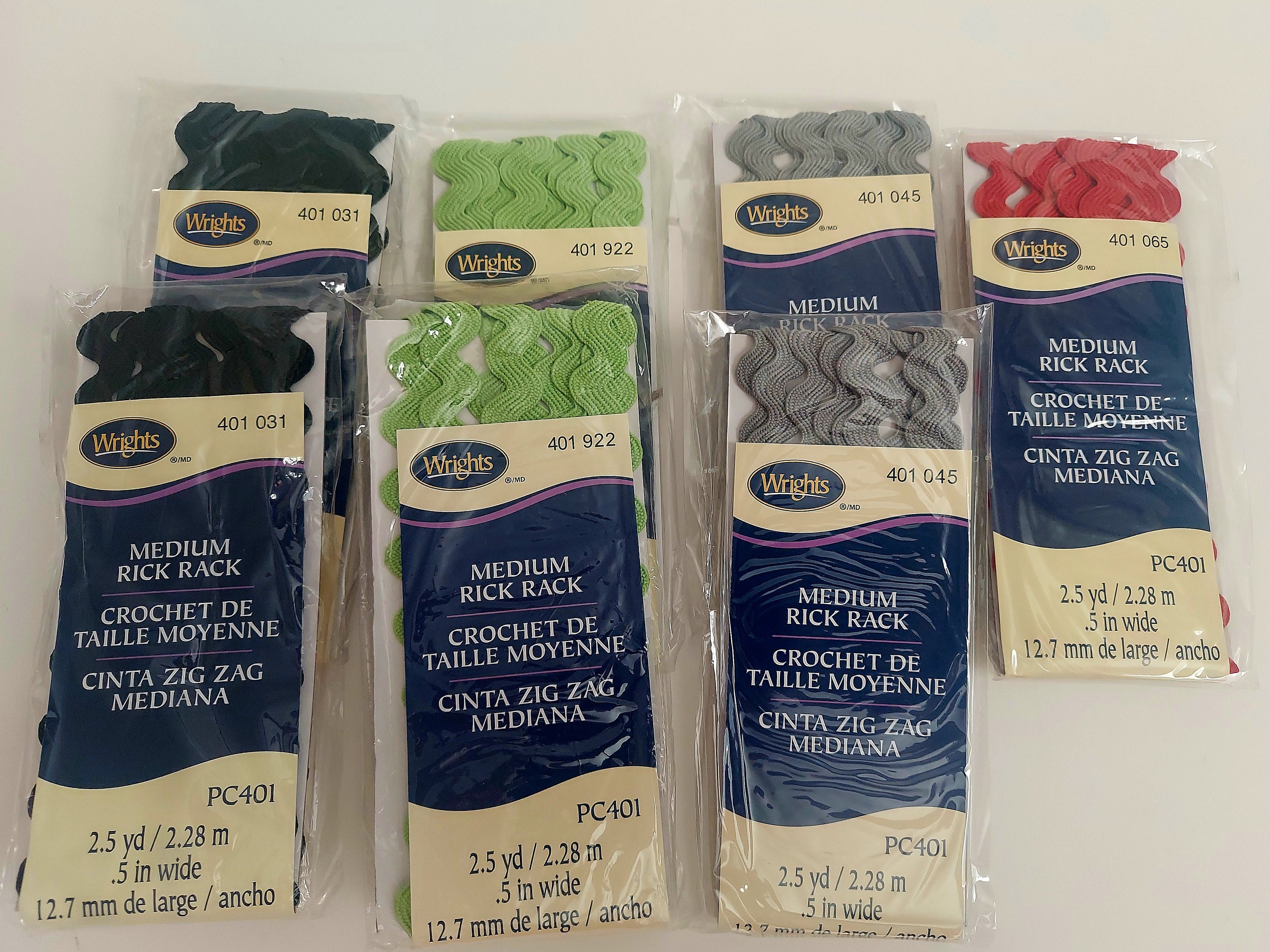 Wrights Medium Rick Rack. Various Colors. 2.5 Yards and 1/2' Wide, 100% ...