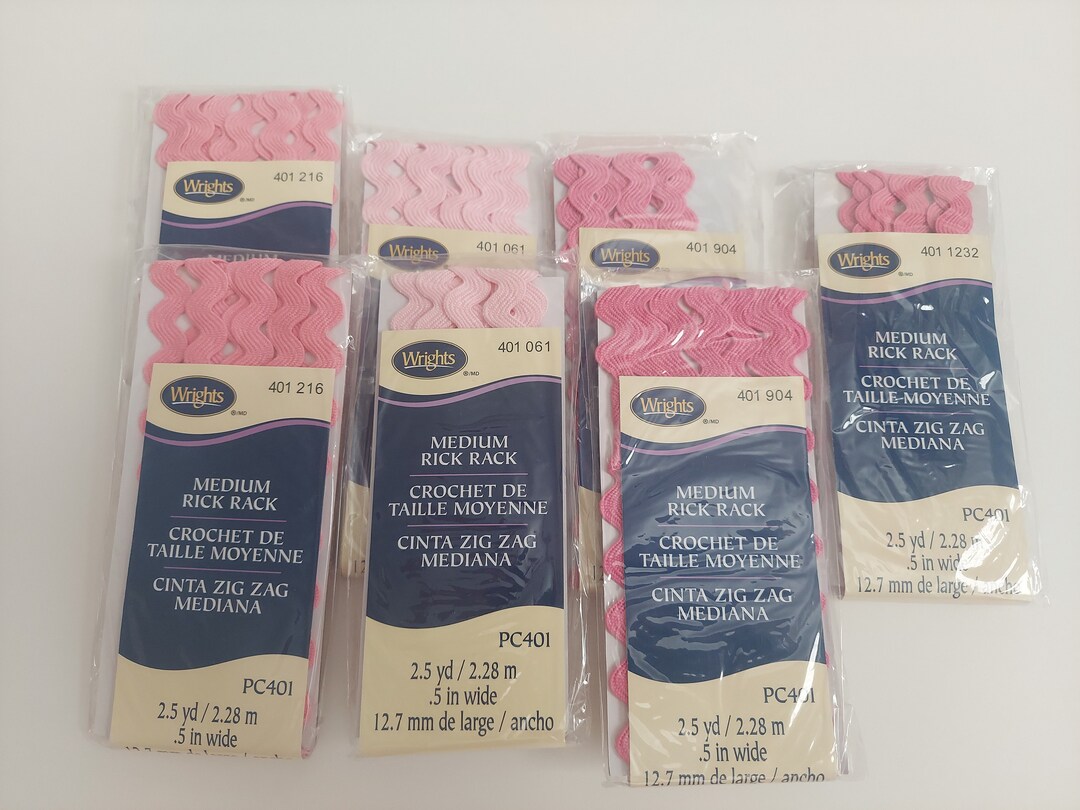 Wrights Medium Rick Rack. Various Colors. 2.5 Yards and 1/2' Wide, 100% ...