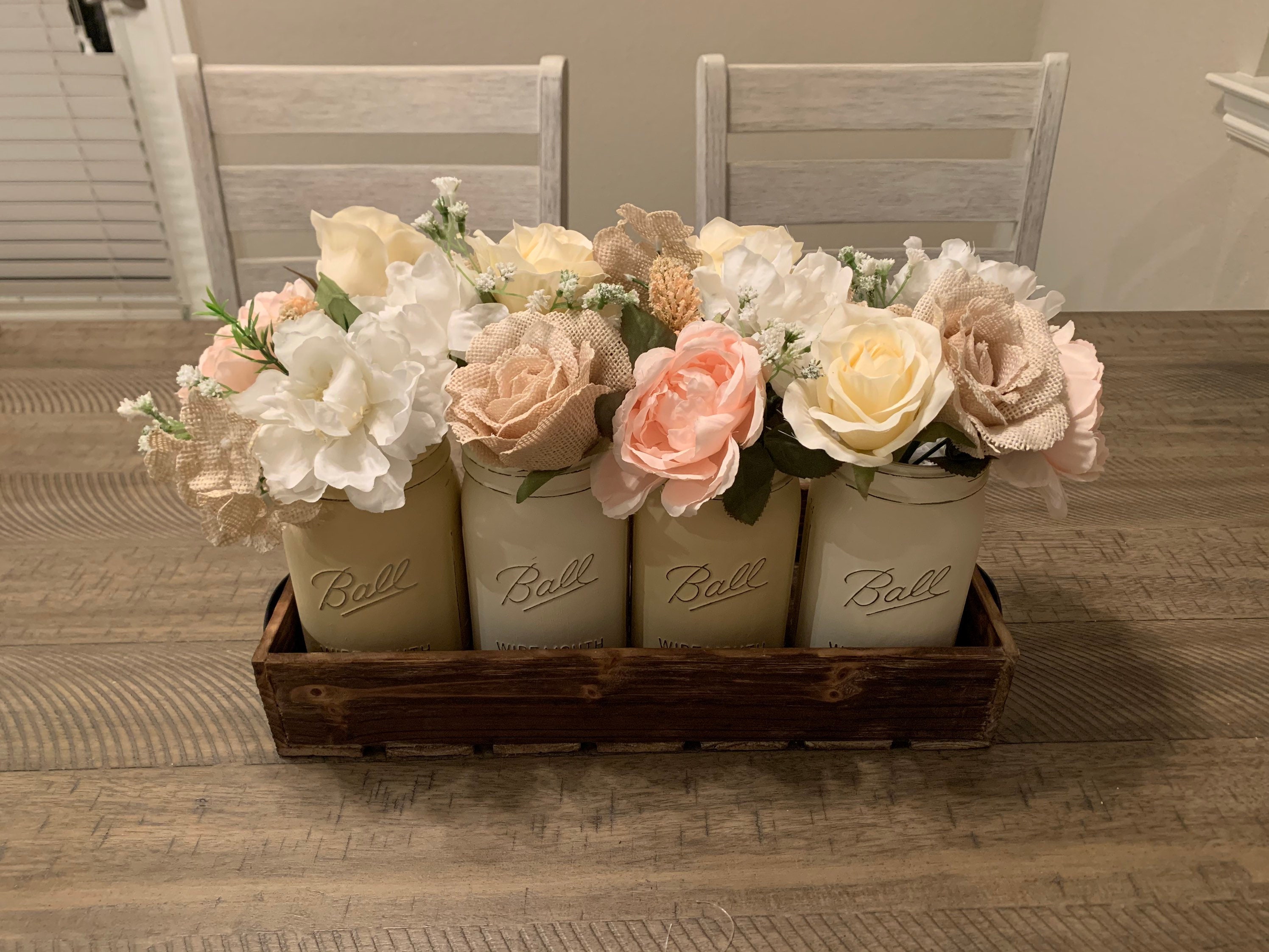 Rustic Mason Jar Floral Centerpiece - Etsy