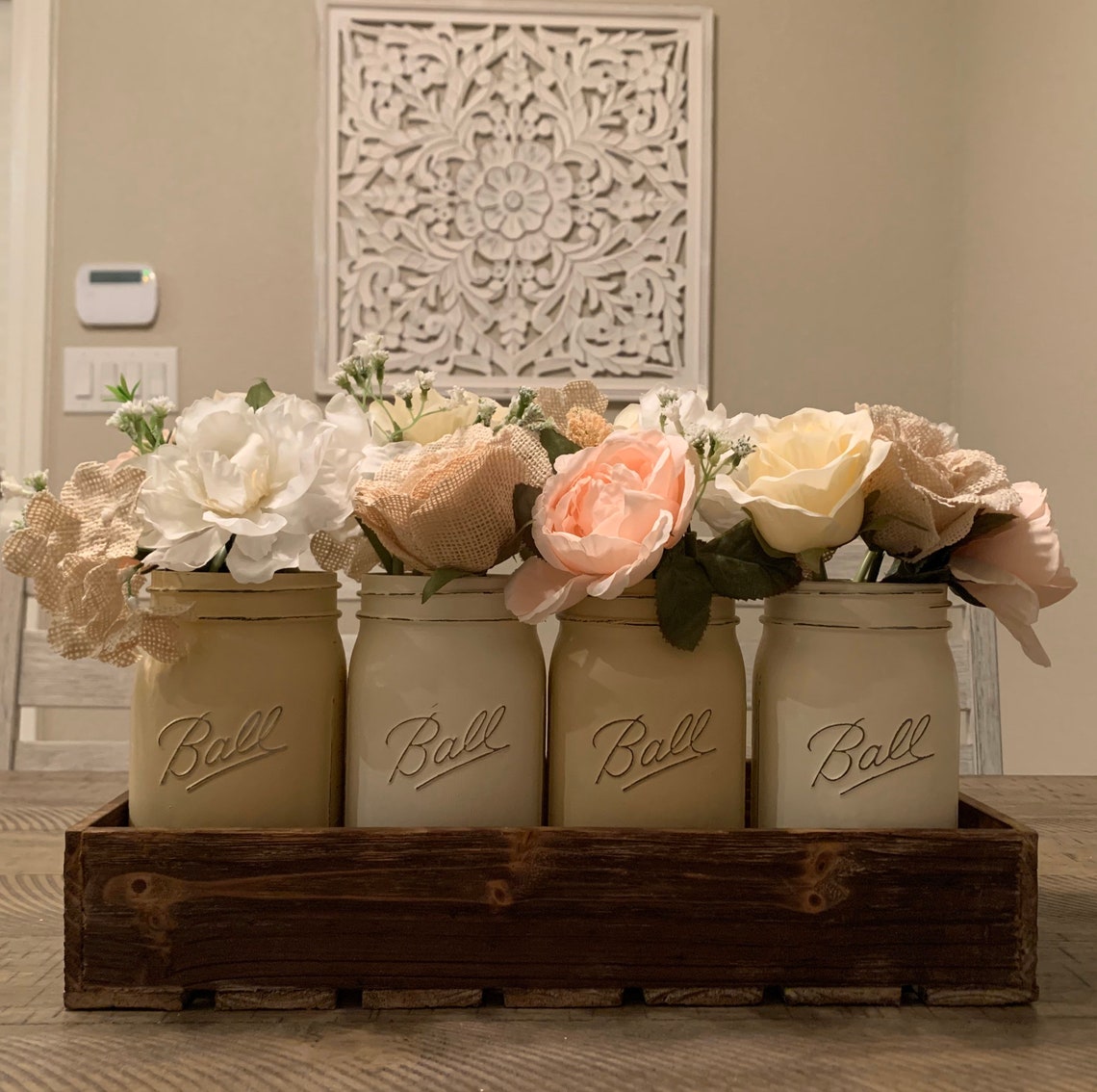 Rustic Mason Jar Floral Centerpiece - Etsy