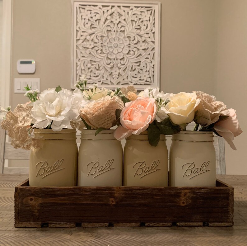 Rustic Mason Jar Floral Centerpiece - Etsy