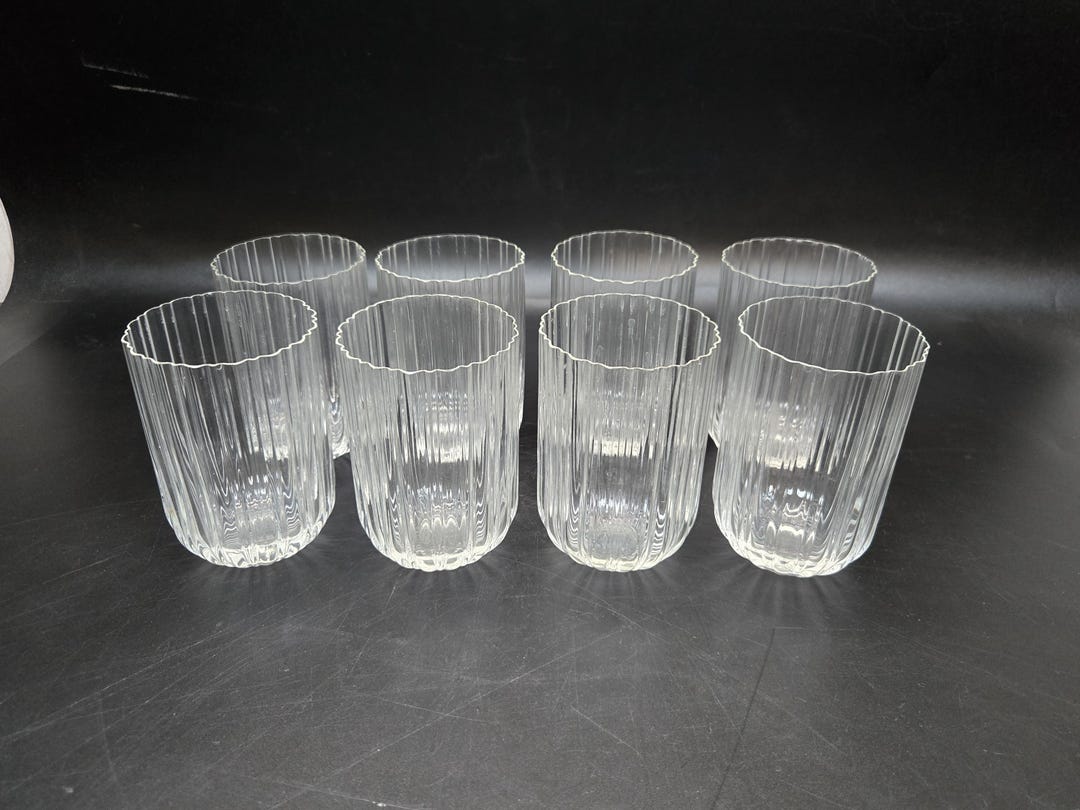 Set of 8 RARE MMA Massimo Vignelli Ribbed Delicate Drinking Glasses ...