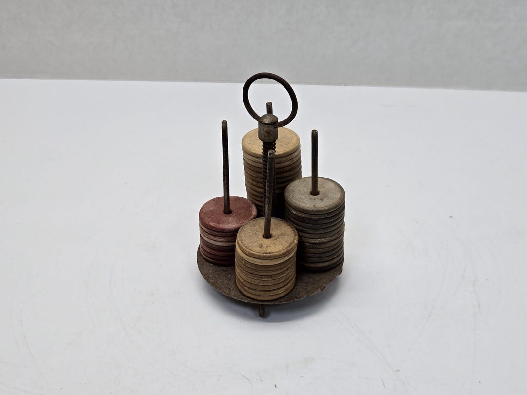 Antique Poker Chip Holder Caddy Metal With 48 Clay Chips - Etsy