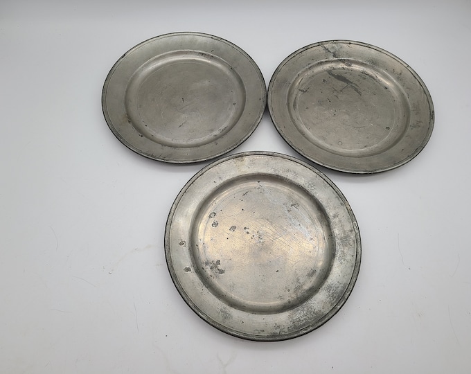 Lot of 3 Antique London Pewter Plates 9" X Over Crown Marks - Etsy