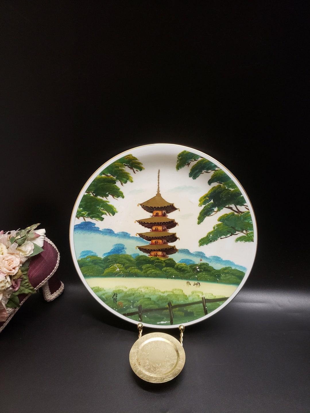 Vintage Nippon Toki Kaisha Pagoda Plate, Hand-painted Japanese Scene - Etsy