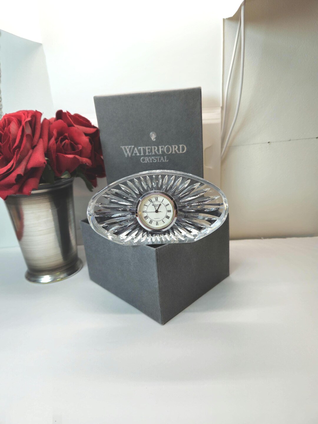 Vintage Waterford Crystal Quartz Clock Original Box Signature Diamond ...
