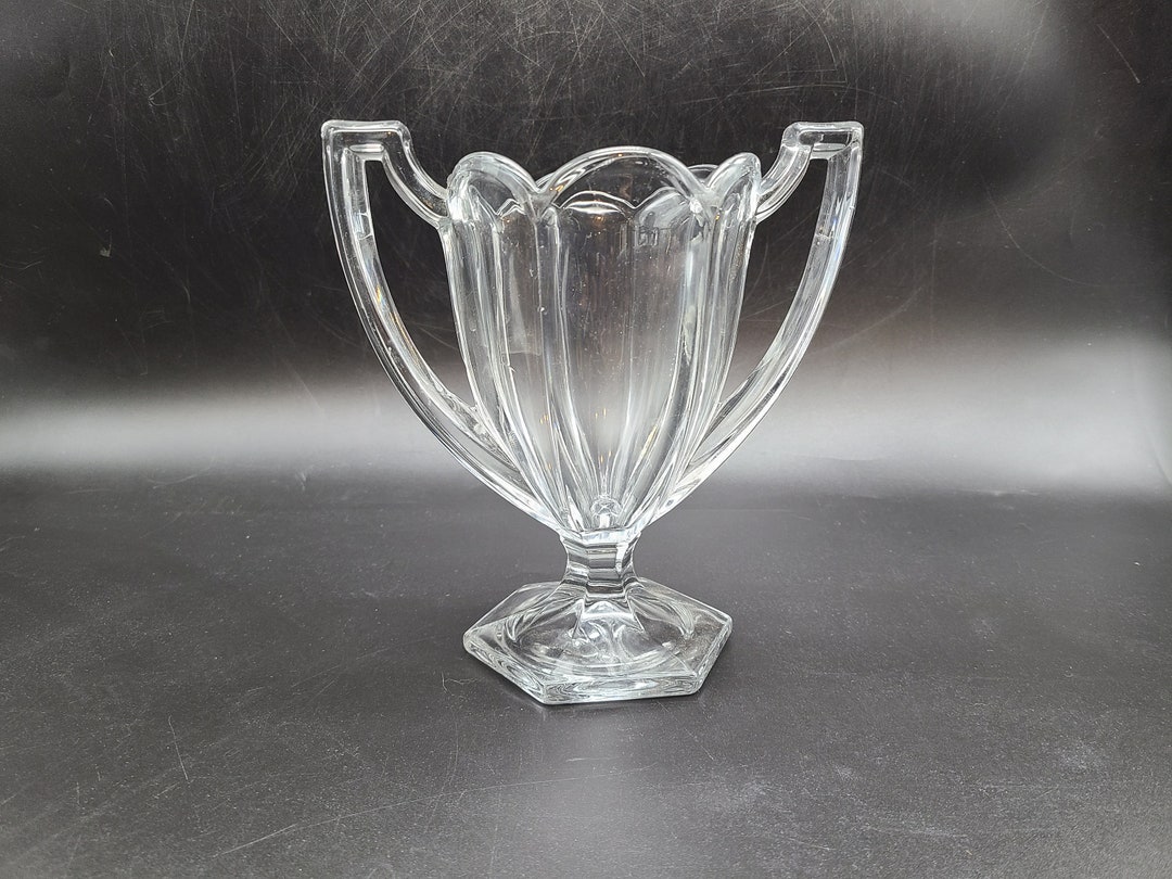 Antique EAPG Clear Glass Large 2 Handle Chalice. Over 8 Inches Tall - Etsy