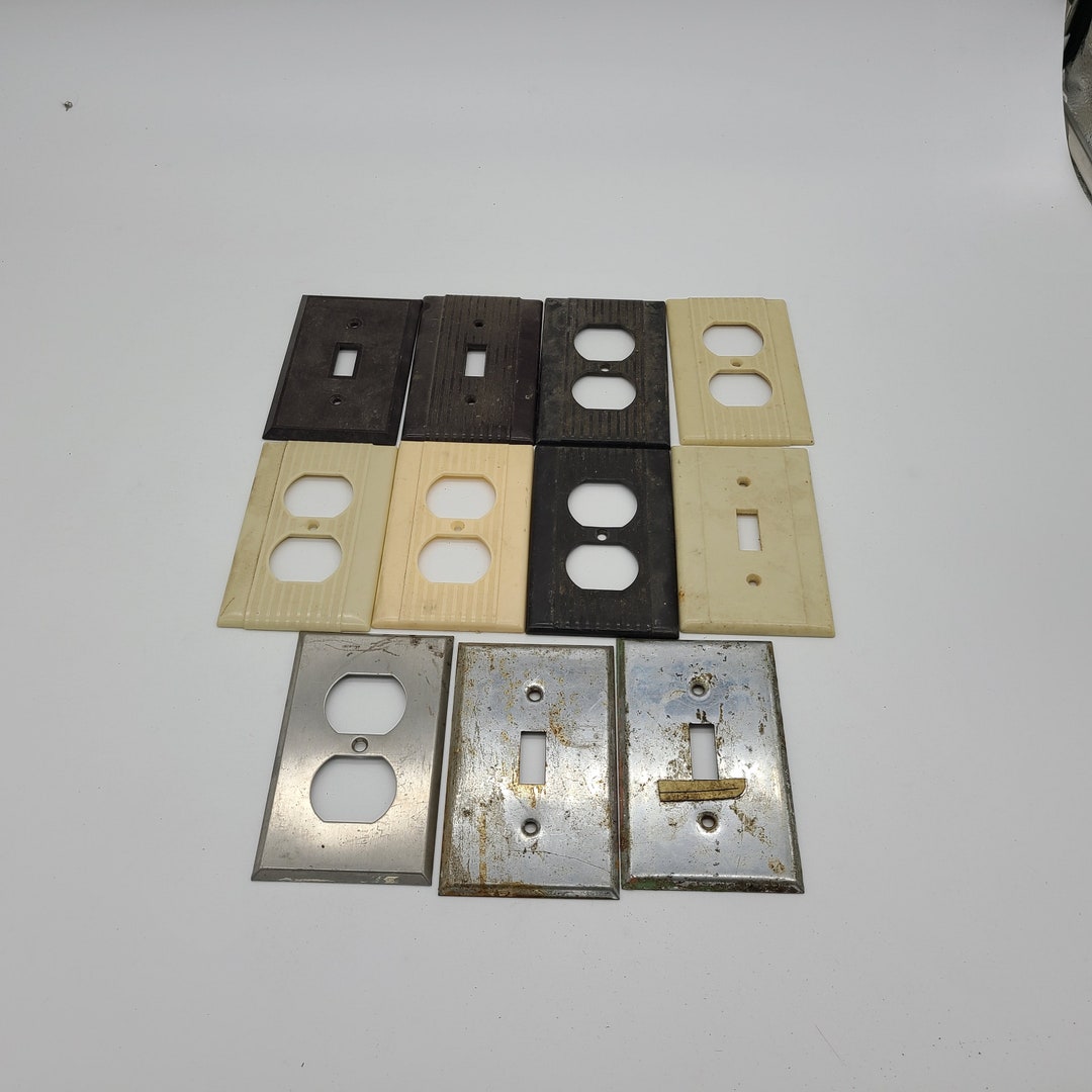 Lot of 11 Antique Bakelite and Stainless Switch and Outlet Covers Art ...