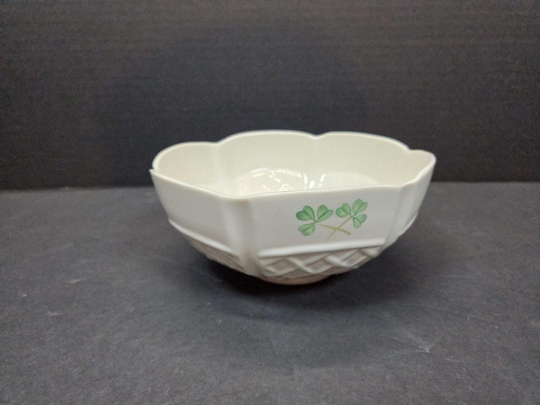 Belleek Shamrock Trellis Basket Weave Pattern 6" Bowl NEW Unused - Etsy