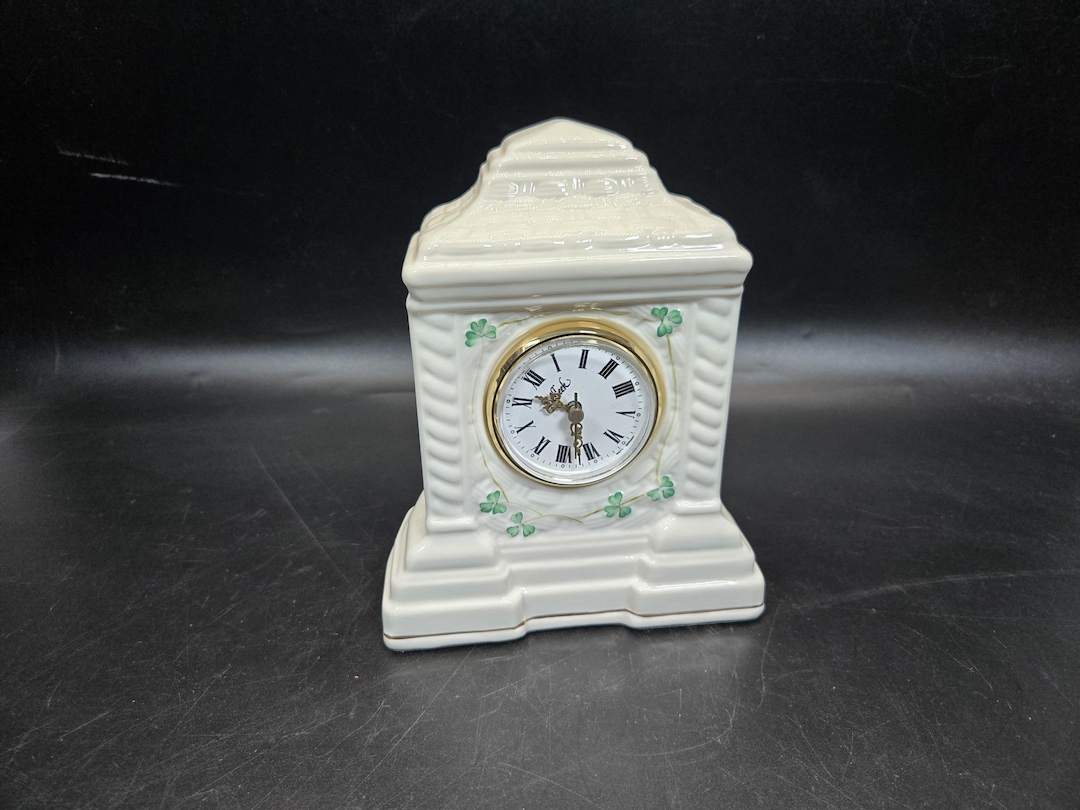 Belleek Shamrock Cashel Desk Clock MINT - Etsy