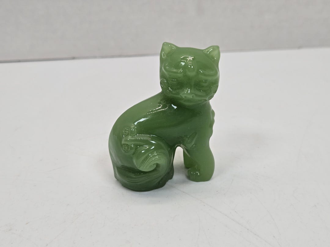 Vintage Franklin Mint Jade Green Cat Figurine Sitting Cat - Etsy
