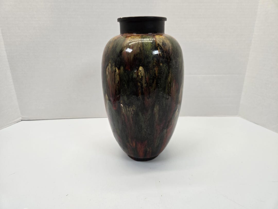 Vintage Swirl Colors Hand Made Pottery Vase Marked Made in Vermont 10 ...