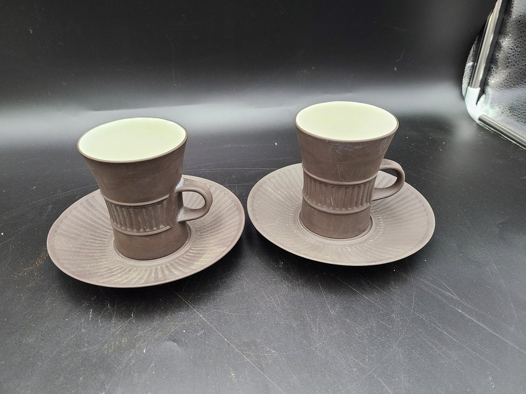 Lot of 2 Dansk Designs Denmark Tea Cups Coffee Cups With Saucers Brown ...