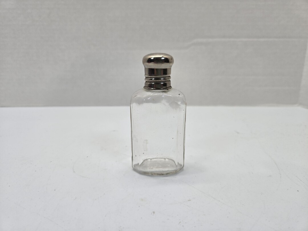 Antique Germany 12 Sided Glass Bottle With Steel Cap Perfume or Vanity ...