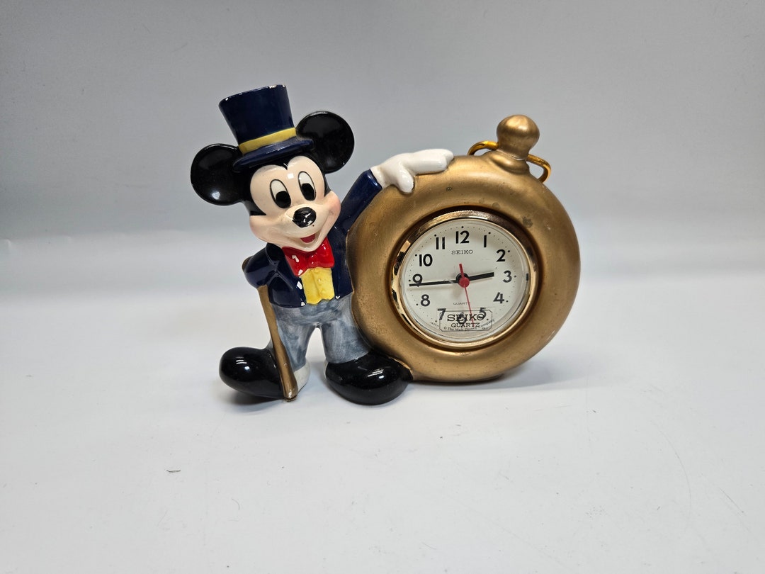 Seiko Mickey Mouse With Top Hat and Cane With Pocket Watch Clock - Etsy