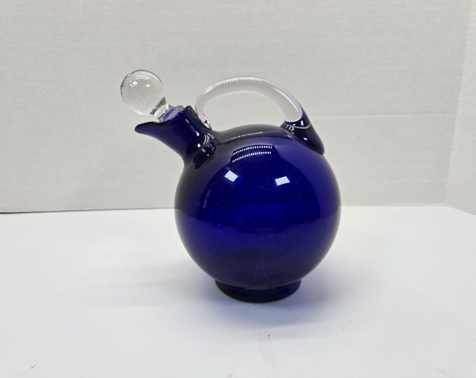 Antique Cobalt Blue Decanter Tilt Ball Pitcher by Cambridge W/stopper ...