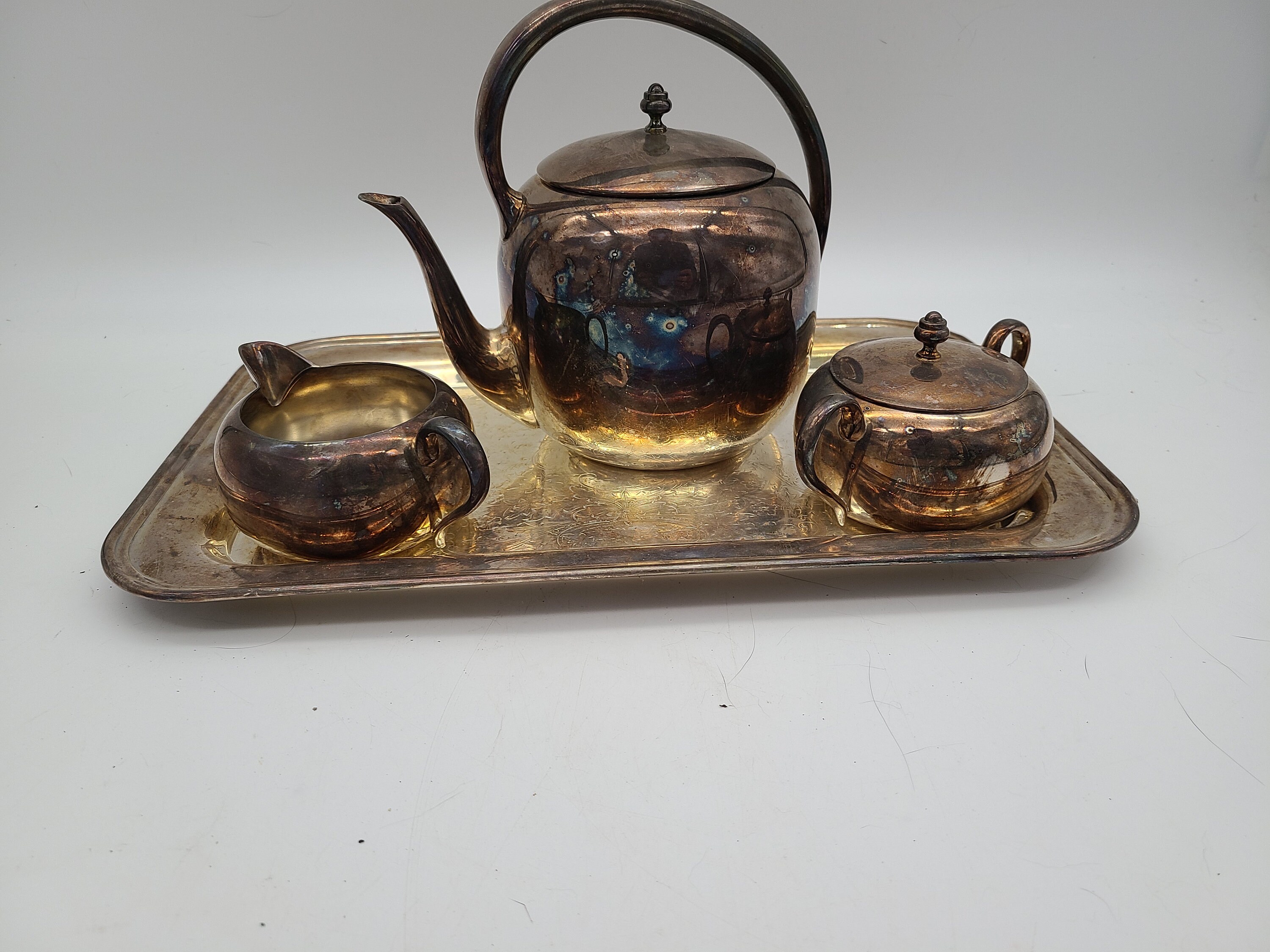 Keystoneware Silver Plated Tea Set With Tray Teapot Sugar - Etsy