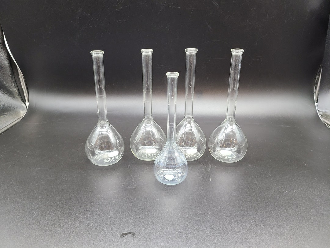Lot of 5 Volumetric Flasks Kimax and Pyrex 200ml and 100ml - Etsy