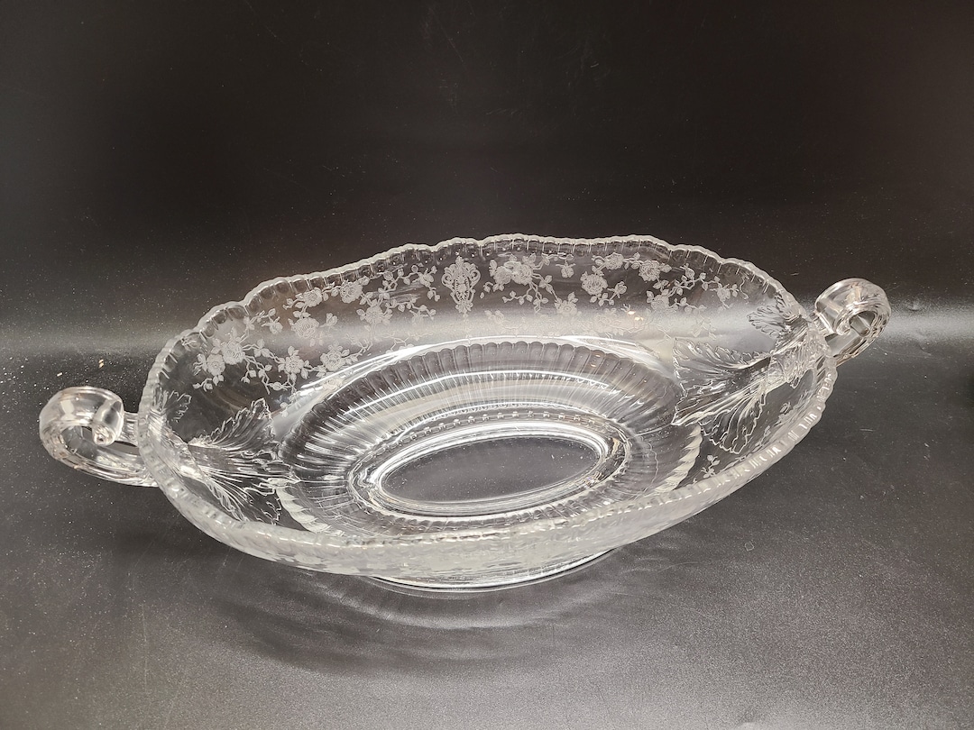 Cambridge Rose Point RARE Large Oval Handled Serving Bowl 15 1/2 X 8 ...