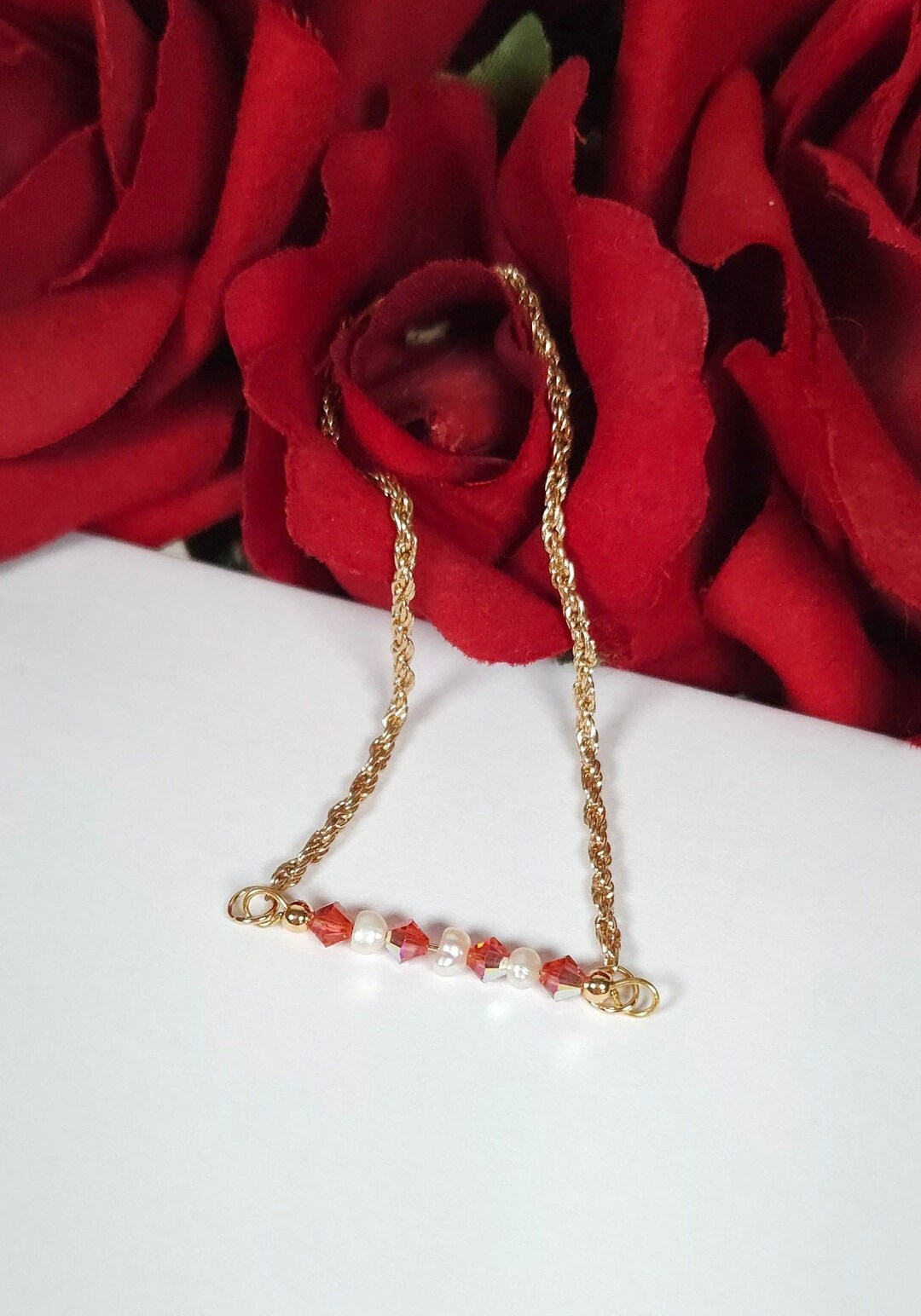 Handmade Dainty Blue Crystal Bar Bracelet Crystal Beaded Bar & Silver ...