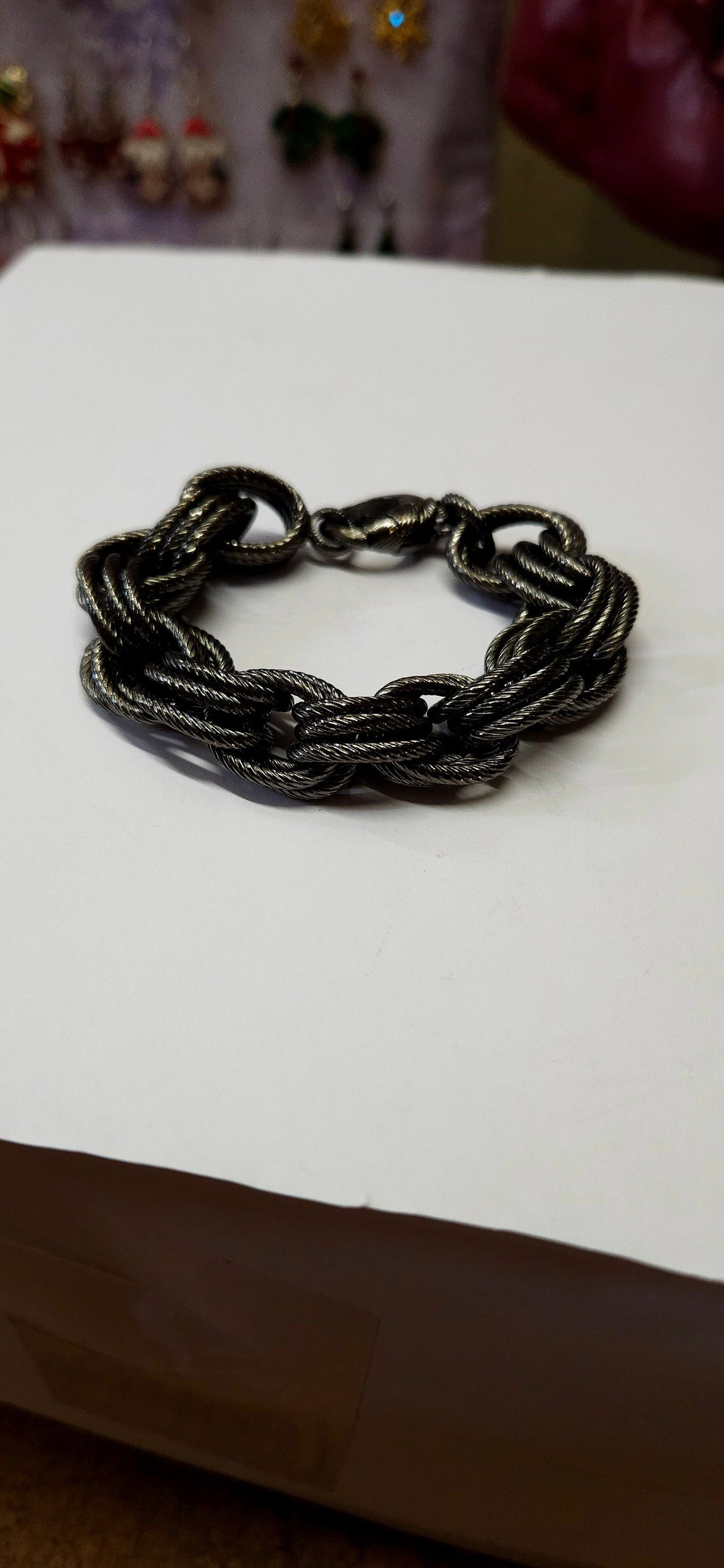 Vintage Bronze Milor Italy Bold Textured Triple Rolo Chain Link ...