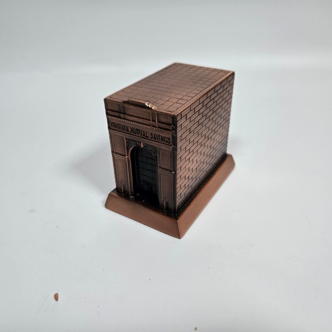 Vintage Virginia Mutual Savings Bank Brick Building Coin Bank 1974 ...