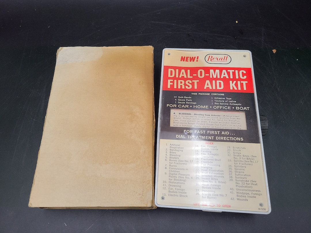 Vintage NOS Never Used Rexall Dial-o Matic First Aid Kit MINT Condition ...