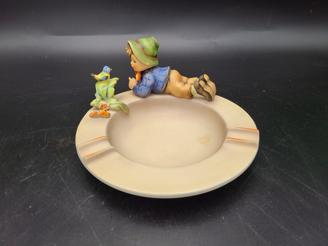 Hummel Vintage Figurine Boy With Bluebird Ashtray #166 - Etsy
