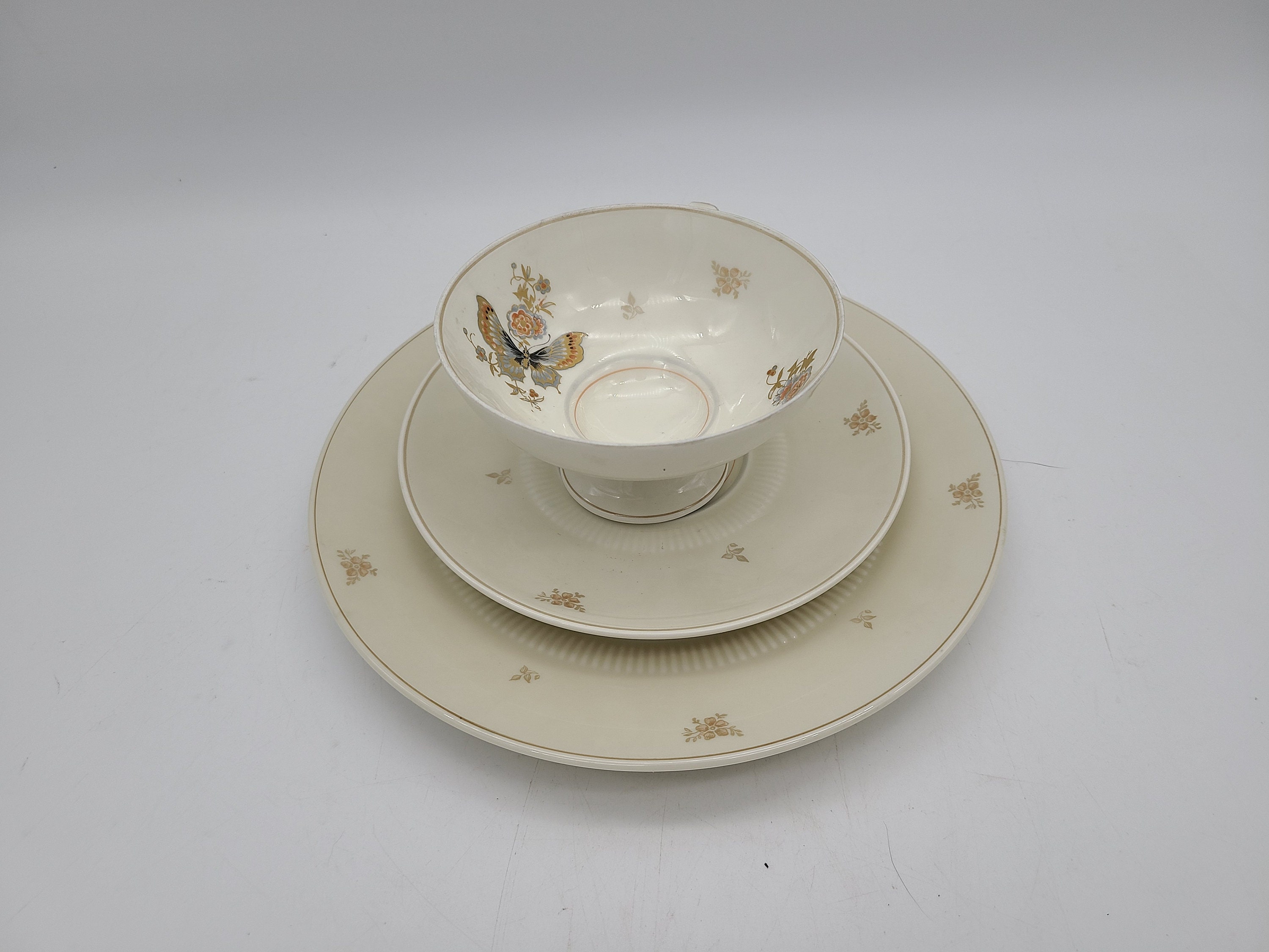 Antique Weimar Butterfly Tea Cup and Saucer W/ Luncheon Plate W ...