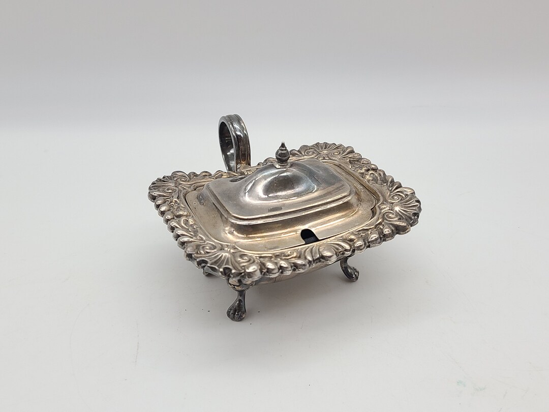 Nice Silver Plated Sheffield Salt Cellar With Cover and Cobalt - Etsy