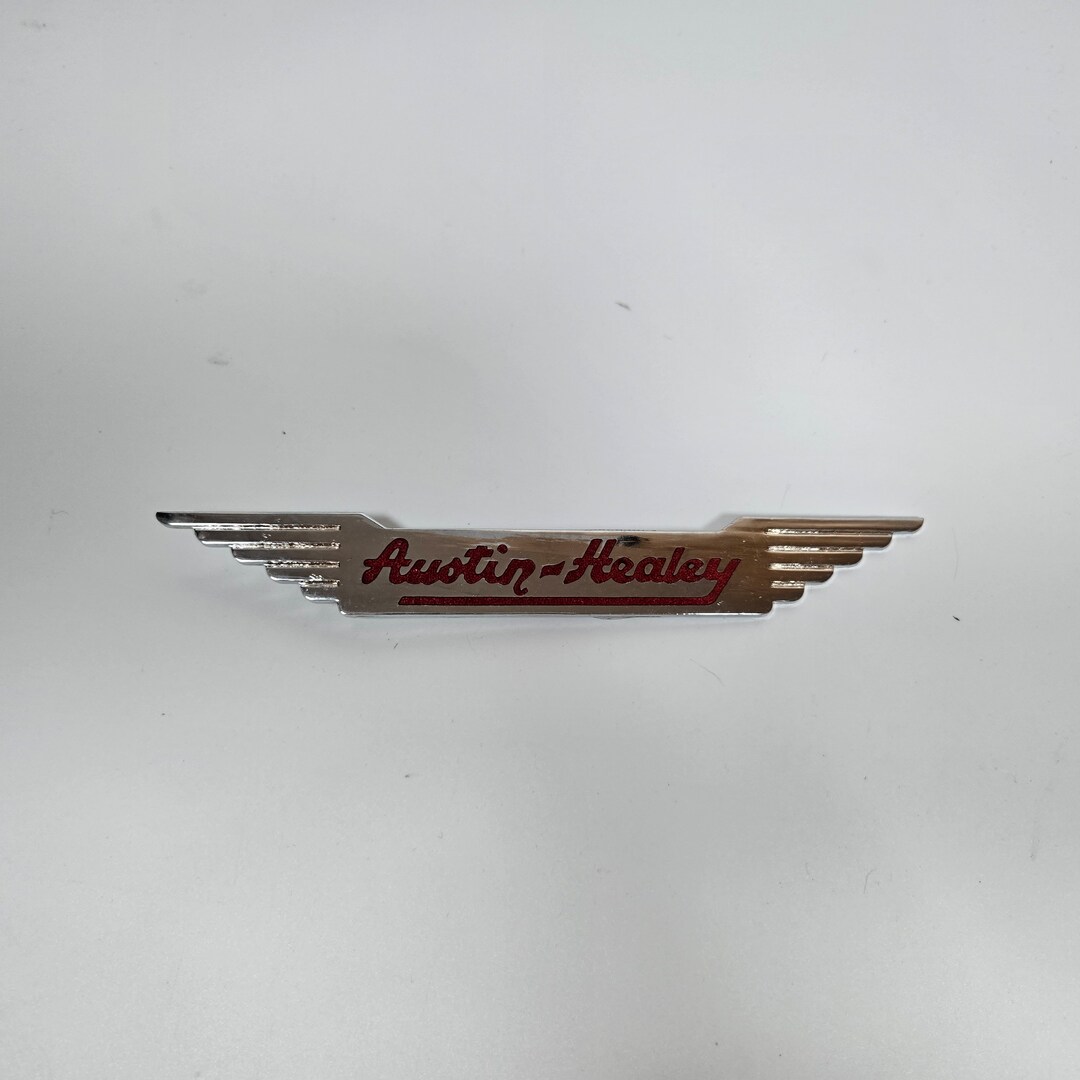 Vintage Austin Healey Wings Emblem Chrome With Red Writing Missing Pins ...