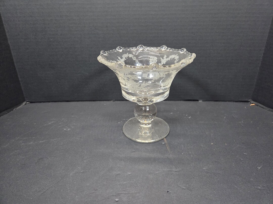 Antique EAPG Compote Pedestal Bowl With Intricate Etched Design - Etsy
