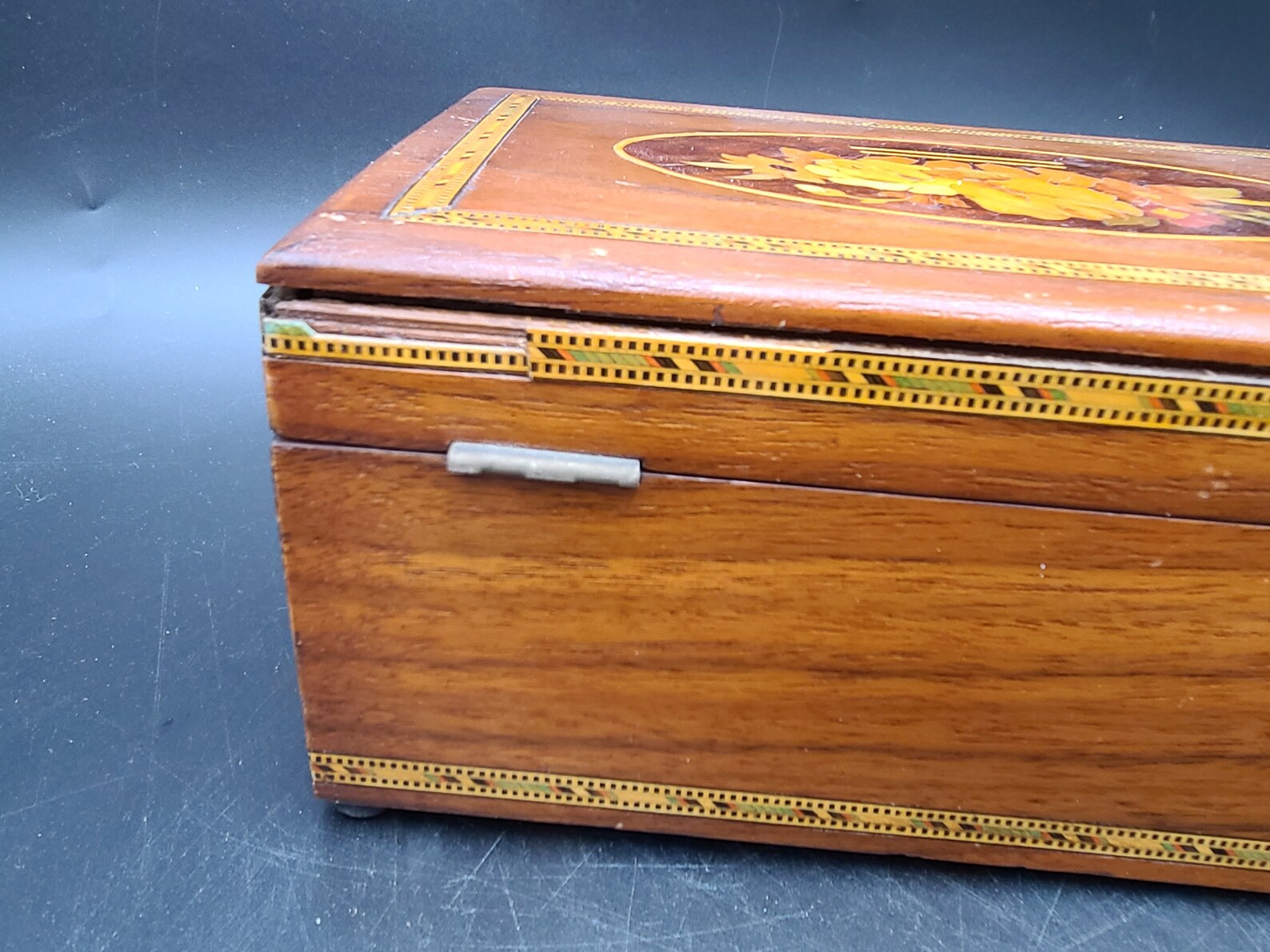 Fancy Antique Wood Box With Fancy Floral Inlay W/ Key - Etsy