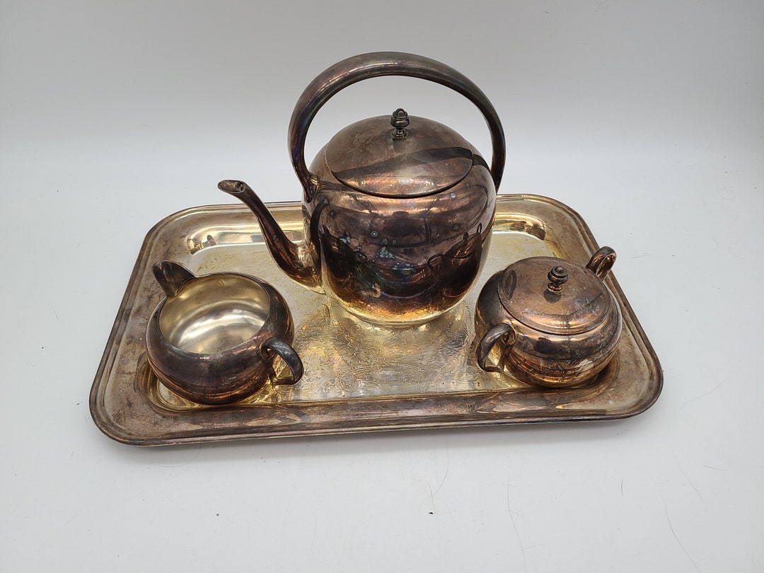 Keystoneware Silver Plated Tea Set With Tray Teapot Sugar Creamer - Etsy