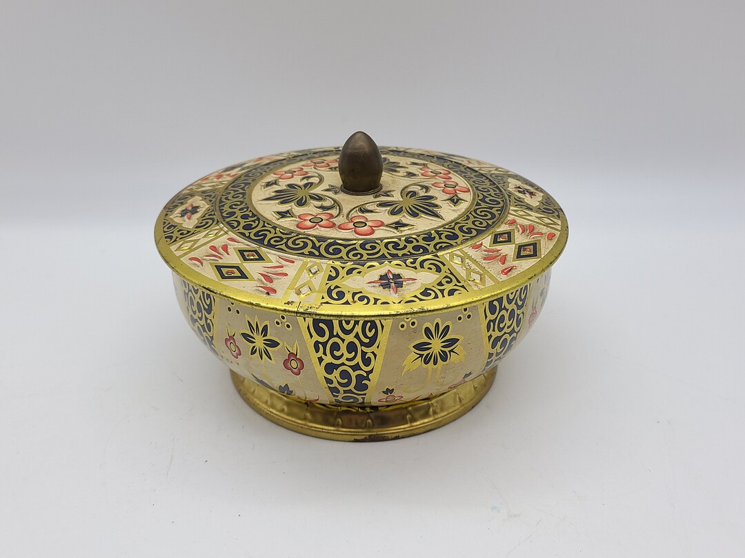 Antique Candy or Tea Tin Made in England Crown Derby Pattern 6 1/2 X 4 ...