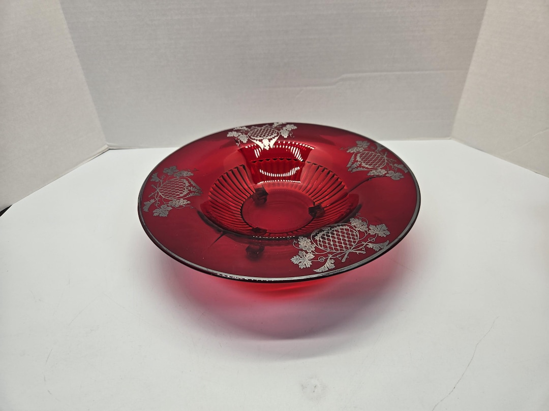 Very Nice Ruby Red Sterling Overlay Large Centerpiece Bowl 12 3/4" - Etsy