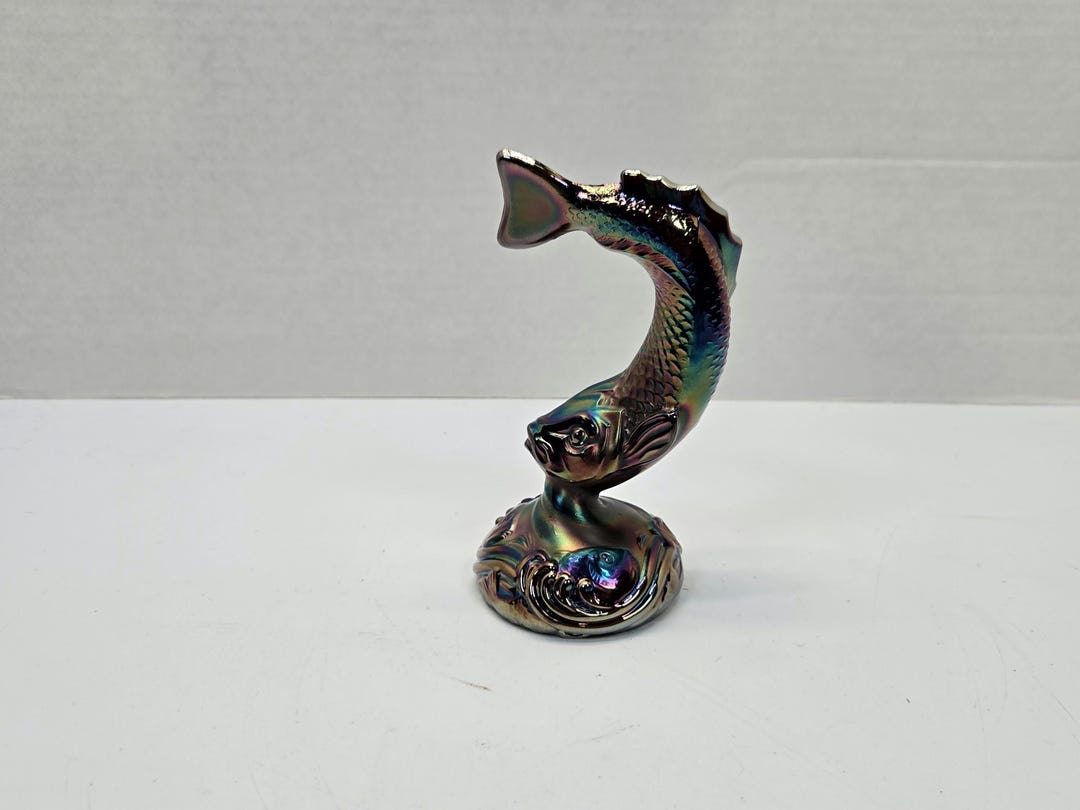 Fenton Koi Fish Carnival Glass Iridescent Figurine Paperweight 5 1/2 ...