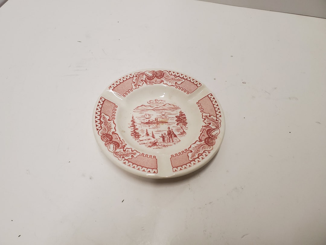 Mid Century Memory Lane Red Transferware 5 1/2" Ashtray - Etsy