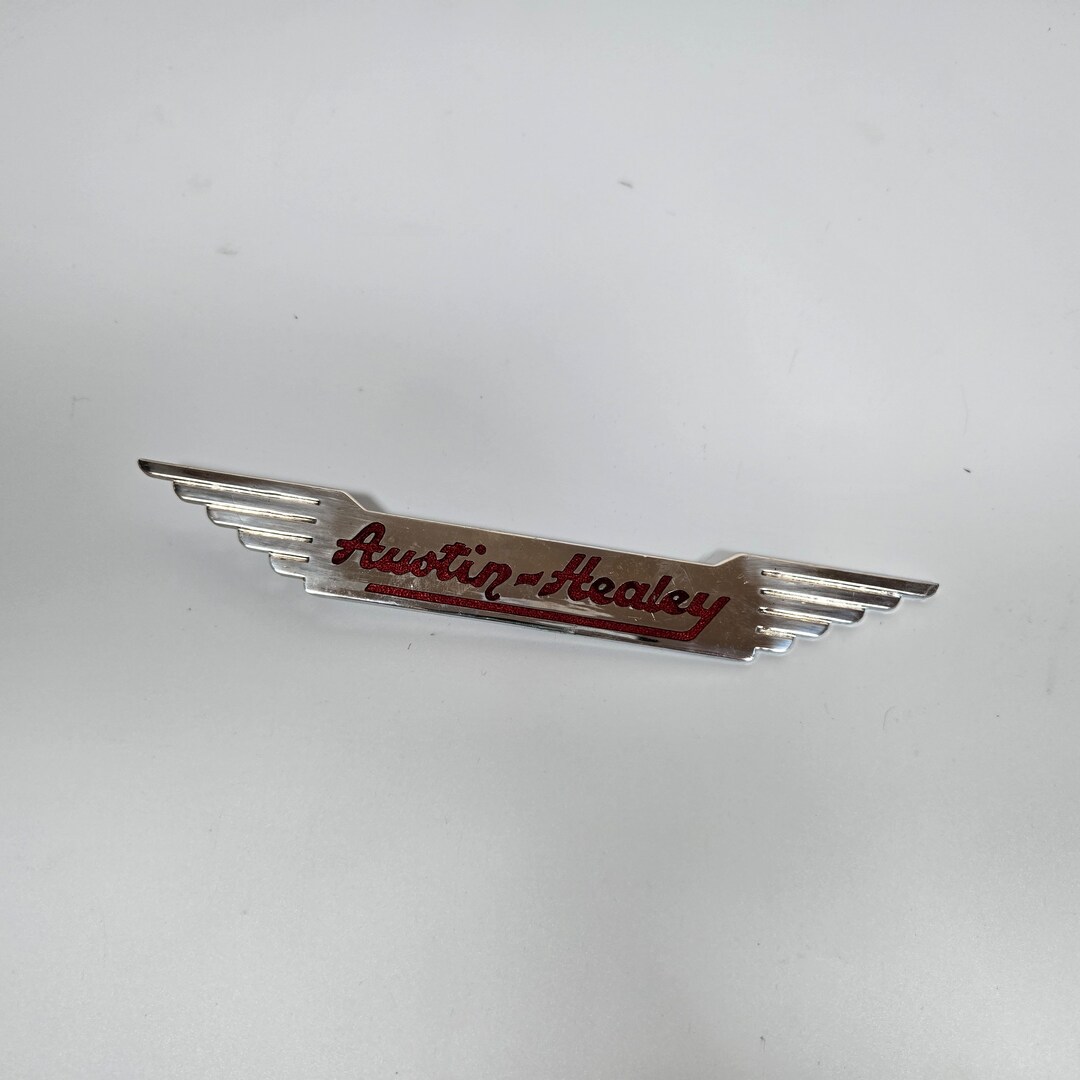 Vintage Austin Healey Wings Emblem Chrome With Red Writing Missing a ...