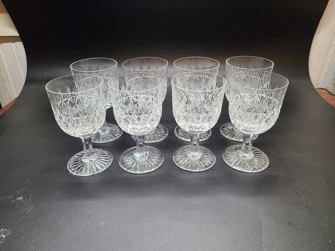 Set of 8 Thomas Webb Wellington Pattern Cut Crystal Wine Glasses 5 3/4 ...