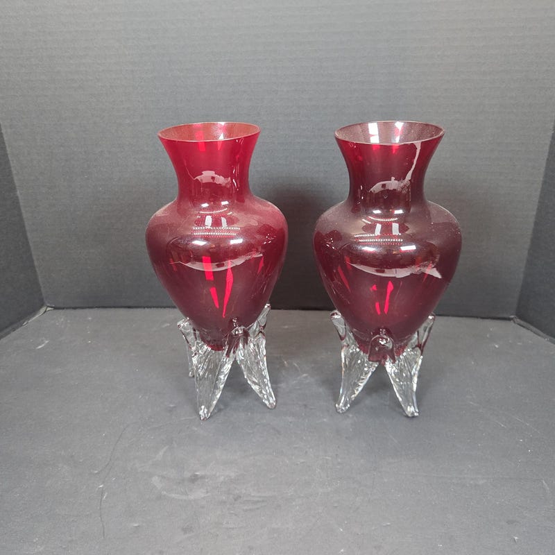Ruby Red Vase - Etsy