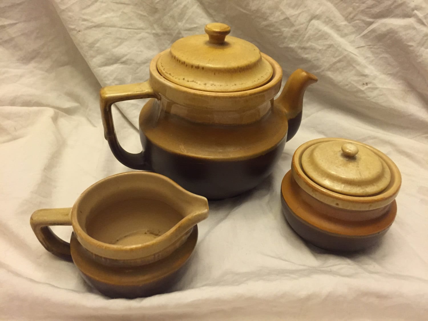 Vintage Canada Pottery/ceramic Tea/coffee Set Teapot Creamer and Sugar ...