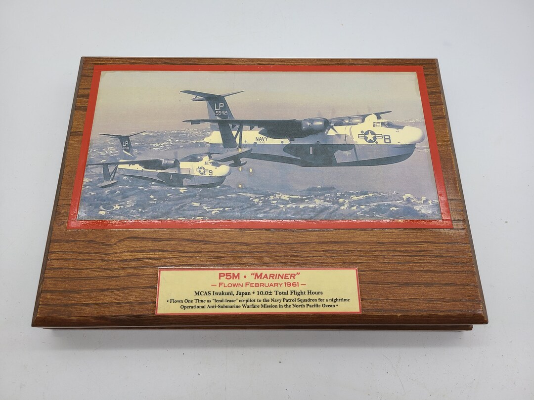 Vintage Military Aircraft P4M Mariner Photograph Mounted on Solid Oak ...