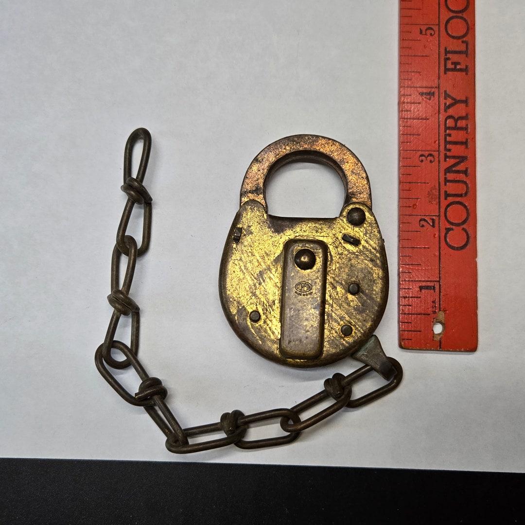 Antique Corbin Railroad Style Padlock Brass With Chain No Key - Etsy