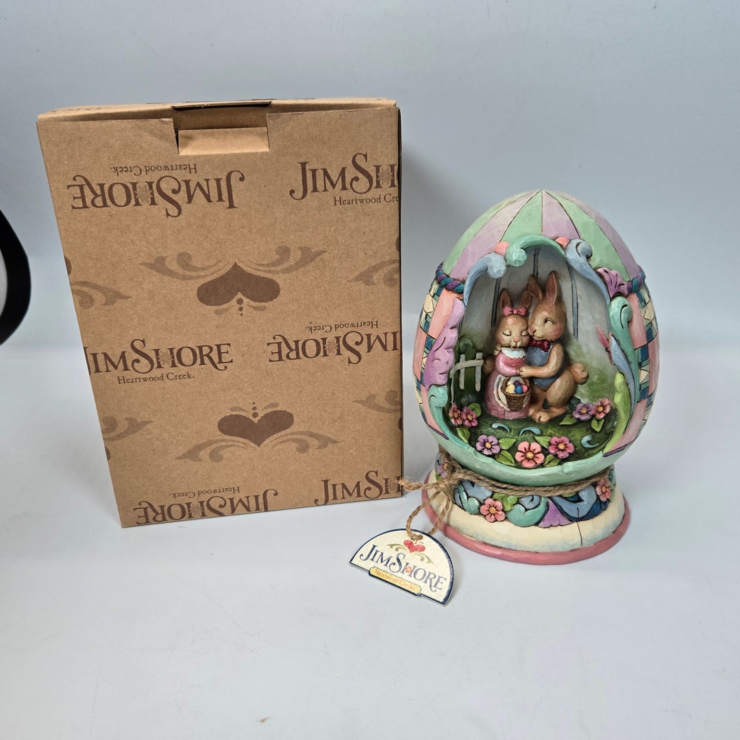 Jim Shore SPRING LOVE Figurine in Box Egg Diorama Lighted Easter Scene ...