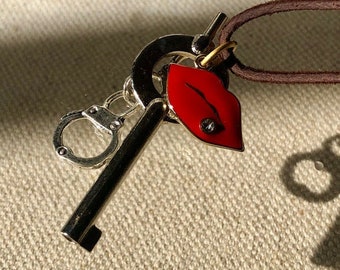 Handcuff and Key Necklace - Etsy