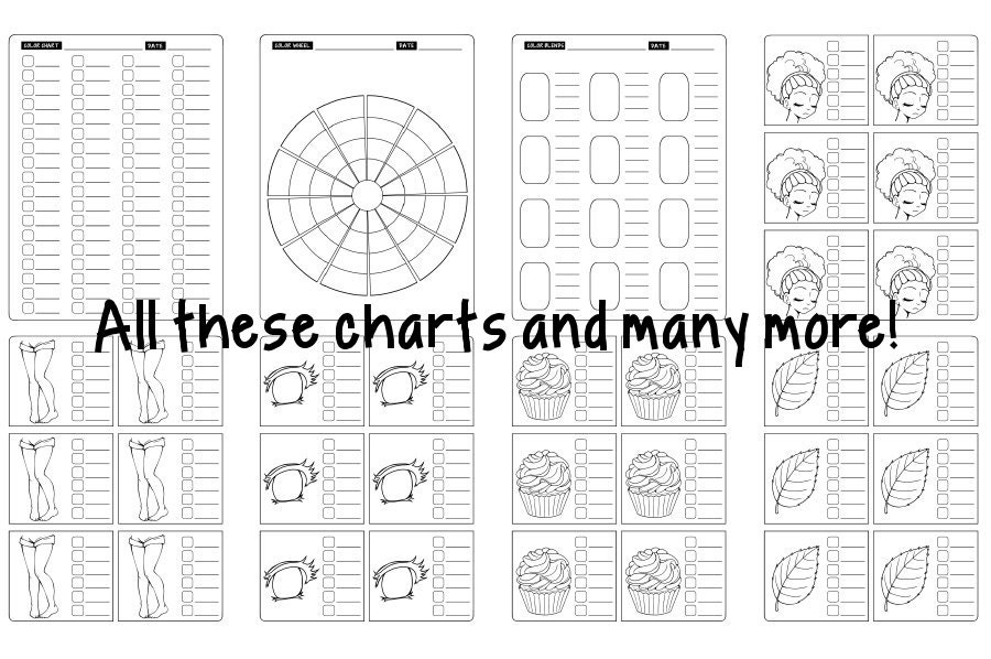 Coloring Practice Pages: Digital Color Charts for Artists (digital ...